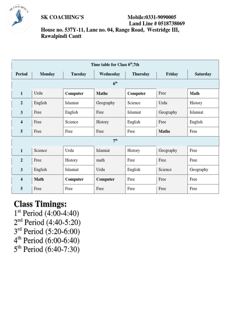 Time Table PDF | PDF | Science | Science And Technology