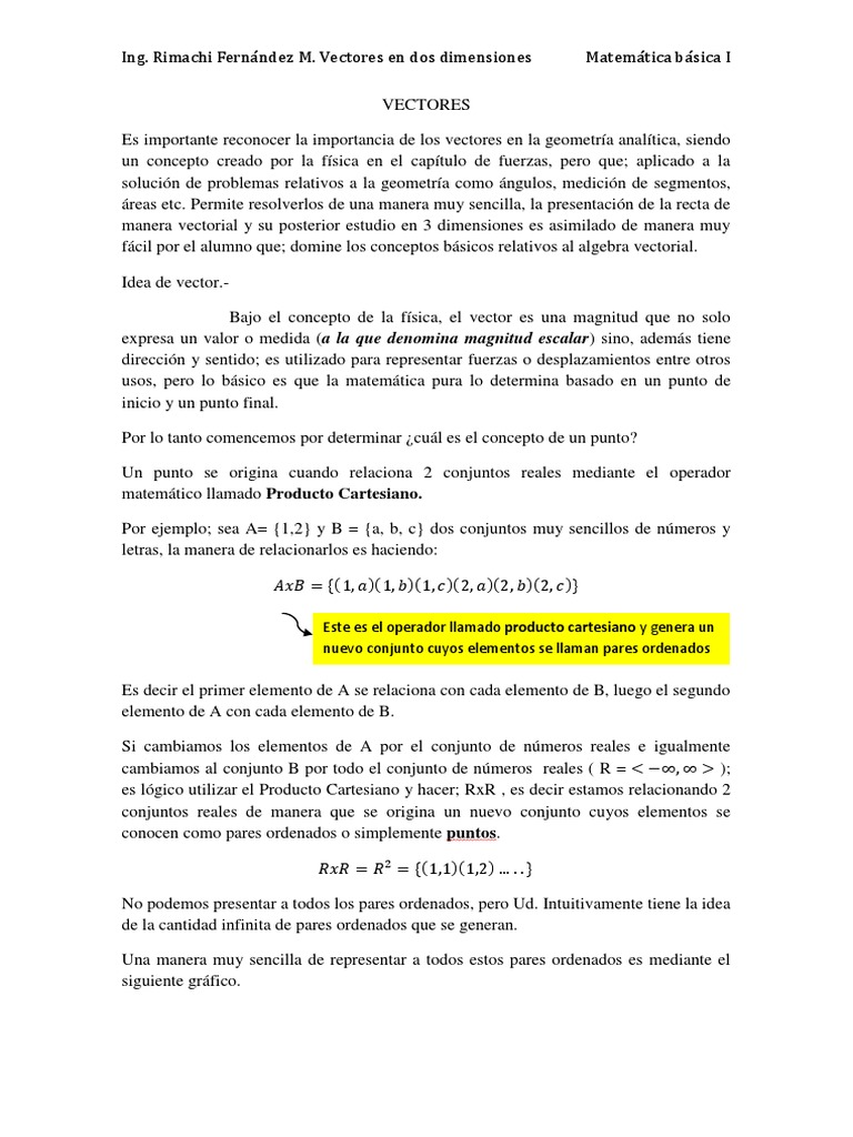1.0 Teorìa de Vectores en 2 Dimensiones PDF | PDF | Espacio vectorial ...