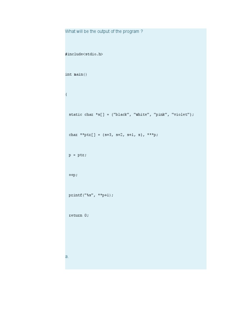 What Will Be The Output of The Program ?: #Include | Download Free PDF ...