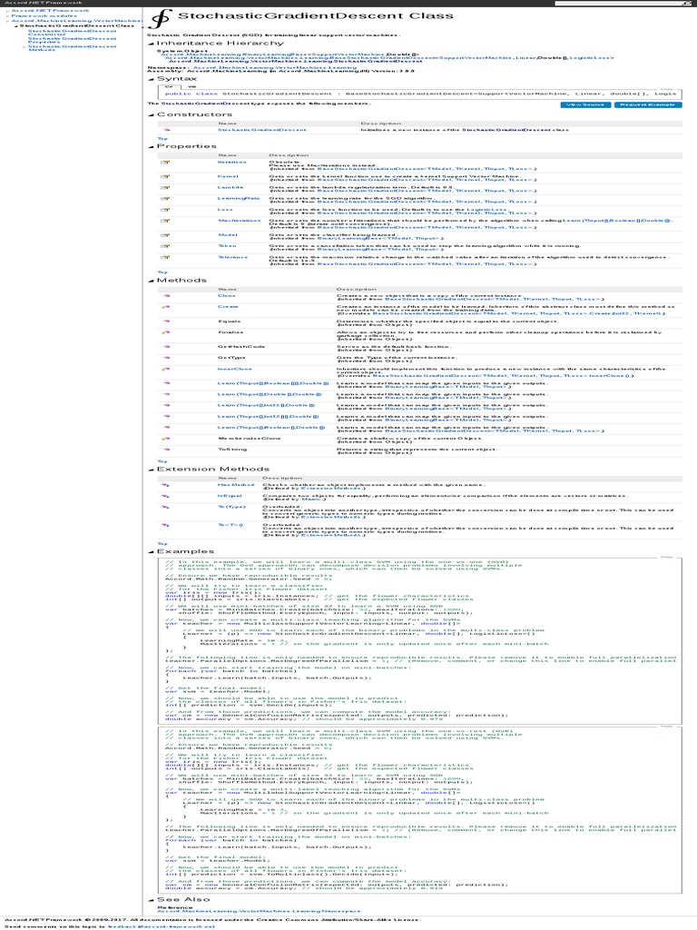 Accord-Framework StochasticGradientDescent Class | PDF | Applied ...