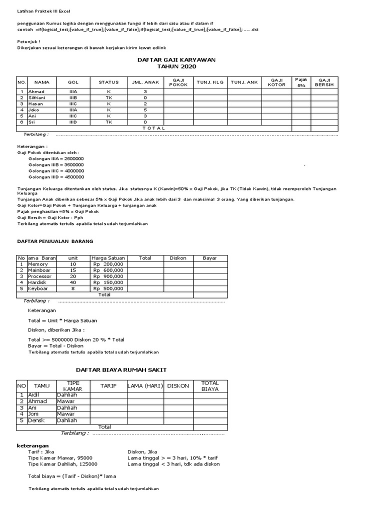 Latihan Praktek III Excel | PDF