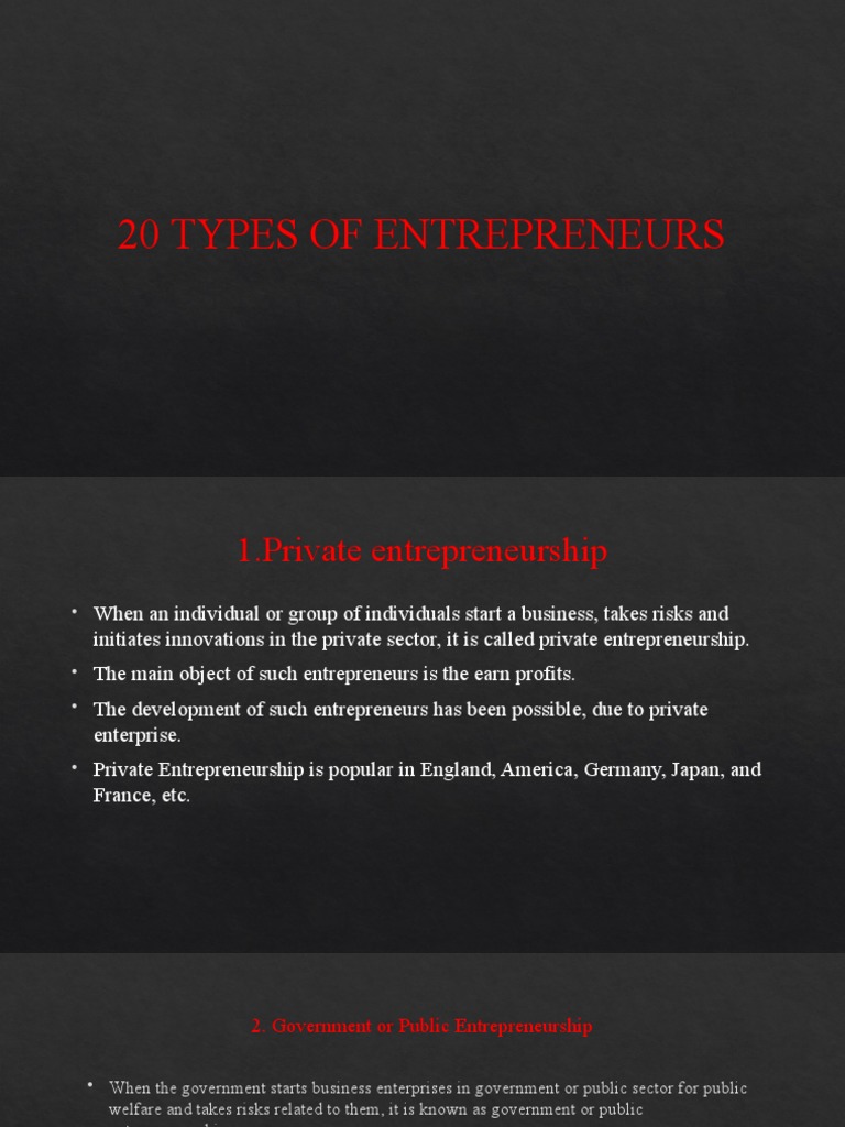 20 Types of Entrepreneurs | PDF | Entrepreneurship | Innovation