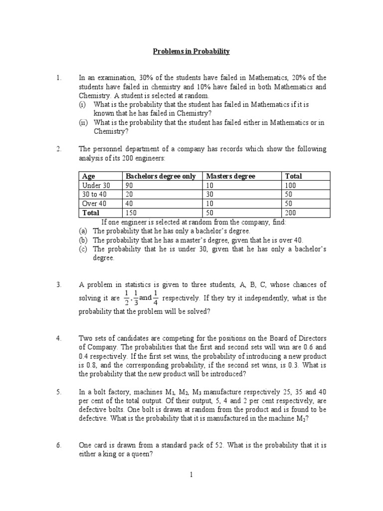 Problems in Probability Probabilty Exercise | PDF | Academic Degree | Brand