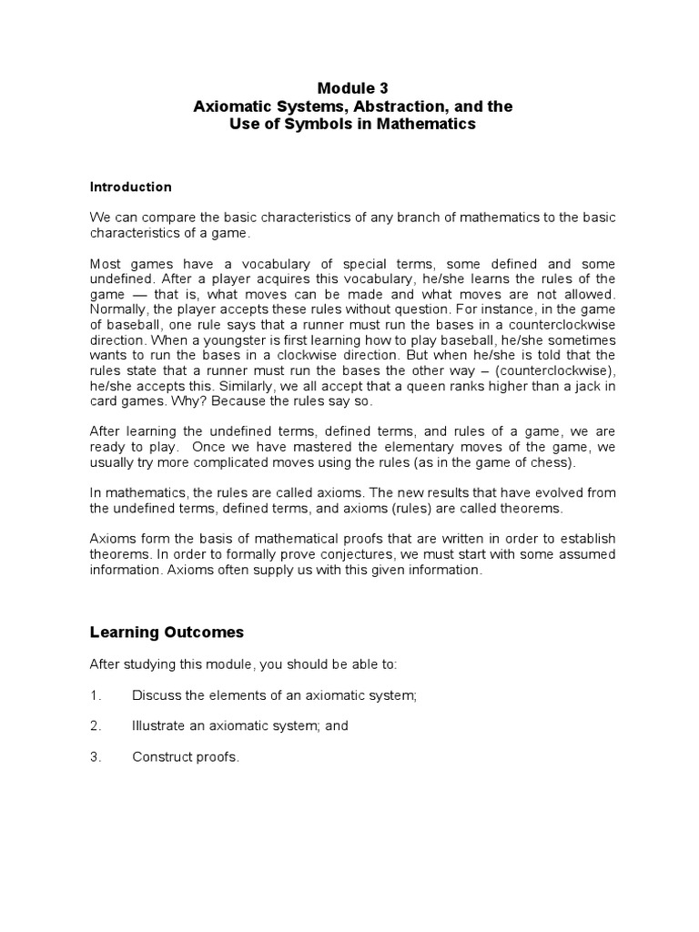 Axiomatic Systems in Mathematics | PDF | Axiom | Mathematical Proof