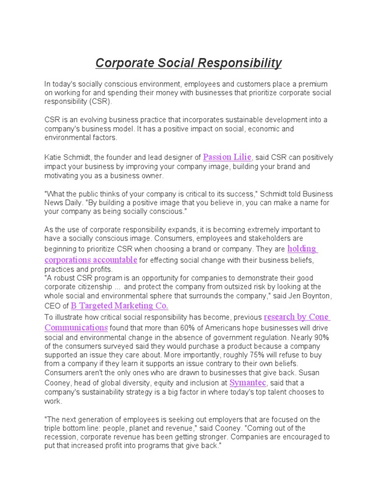 Corporate Social Responsibility Guide | PDF | Corporate Social ...