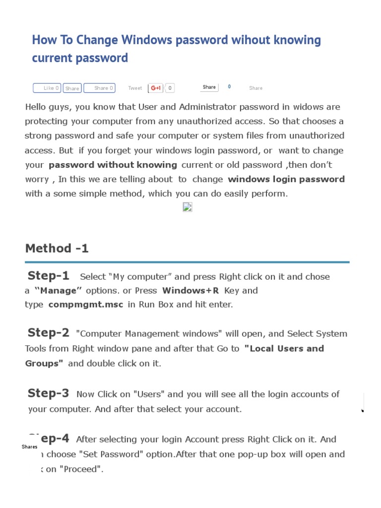 How To Change Windows Password Wihout Knowing Current Password - TekGyd ...