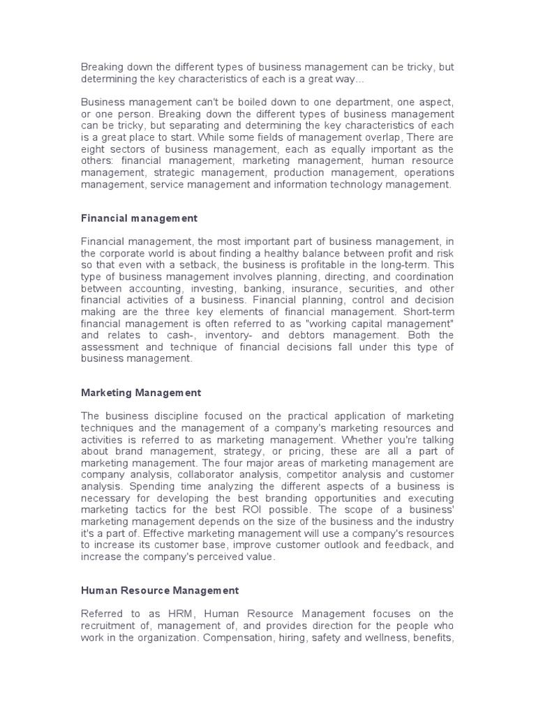 8 Types of Business Management | PDF | Human Resource Management ...
