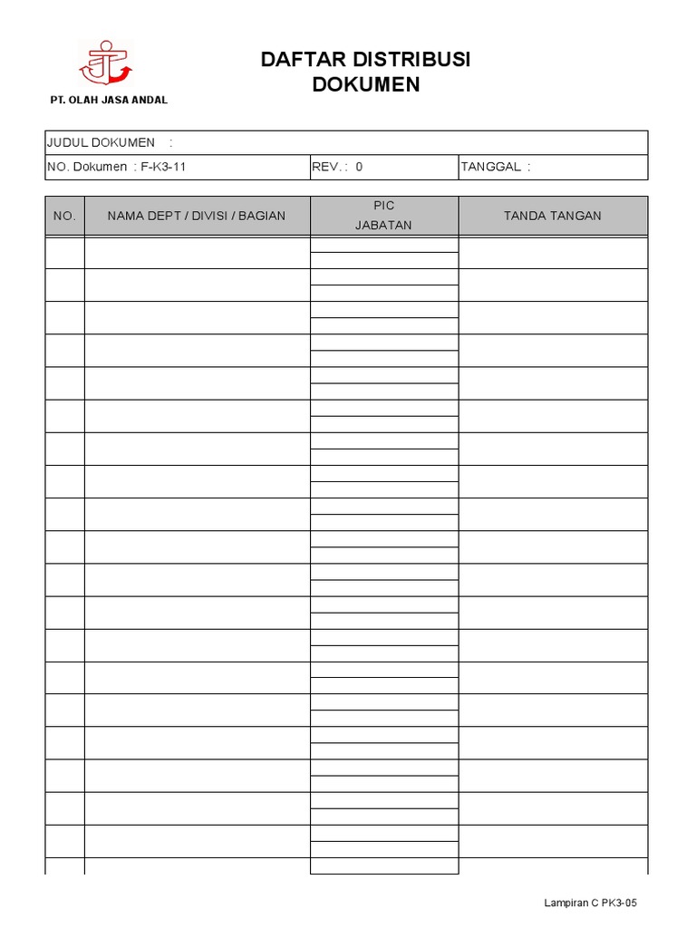 F-K3-11 Daftar Distribusi Dokumen | PDF