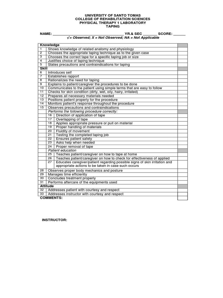 Taping Grading Sheet | PDF