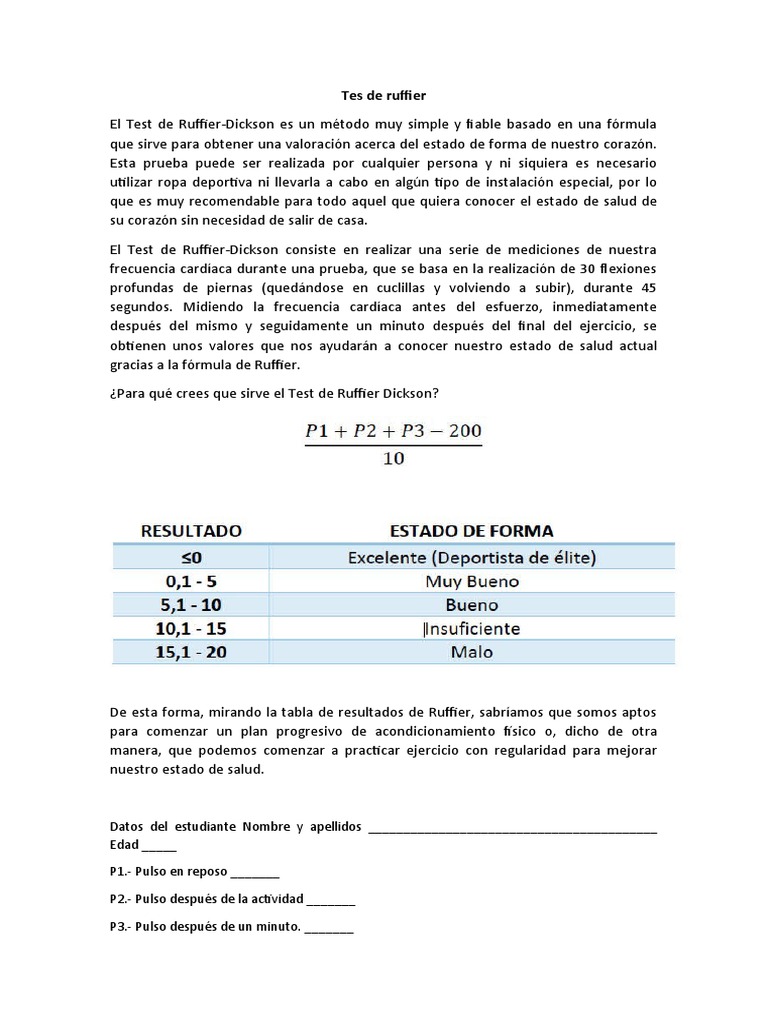 Tes de Ruffier | PDF