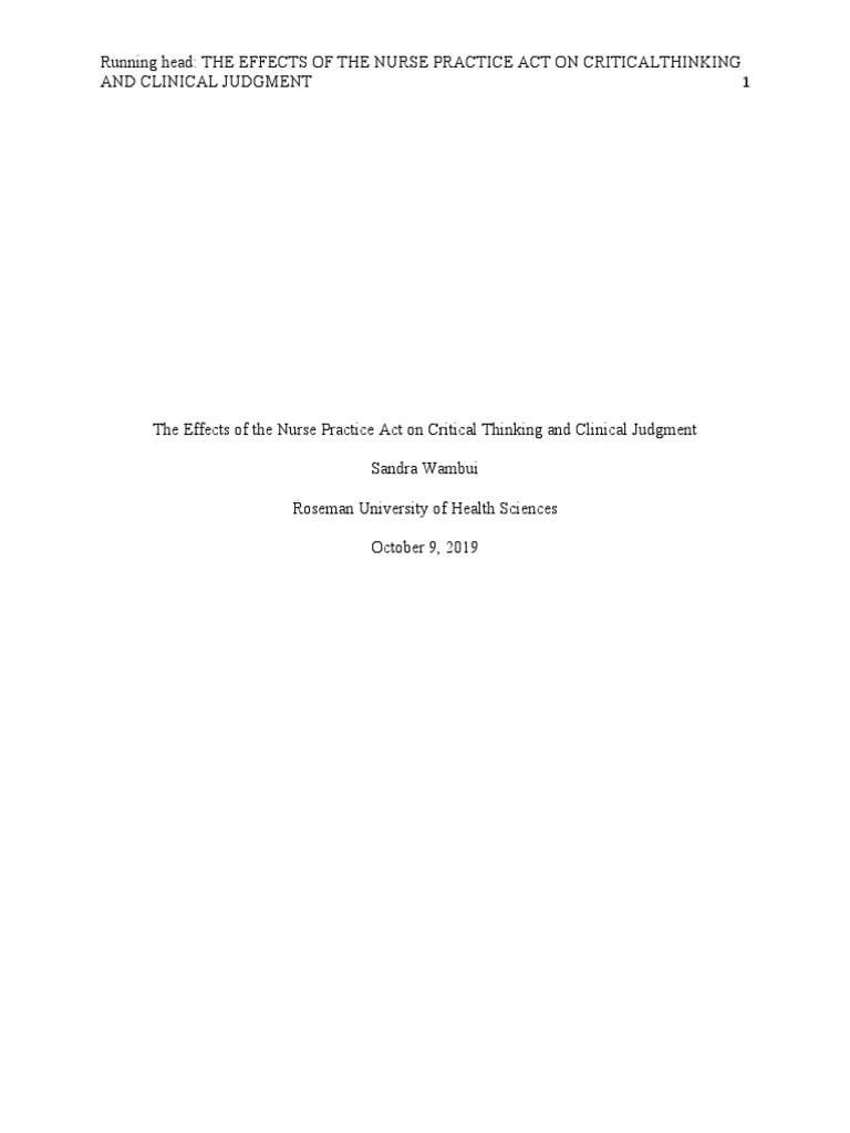 Nurse Practice Act | PDF | Critical Thinking | Nursing