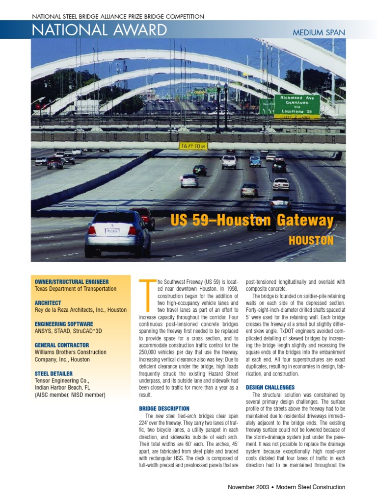 National Award: US 59-Houston Gateway | PDF | Bridge | Prestressed Concrete