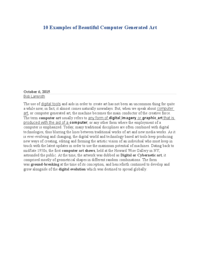 10 Examples of Beautiful Computer Generated Art: October 6, 2015 | PDF ...