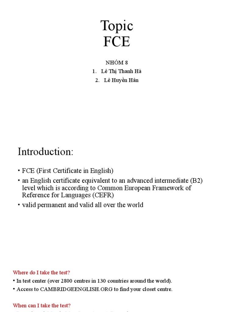 Fce Test - Group 8 | PDF