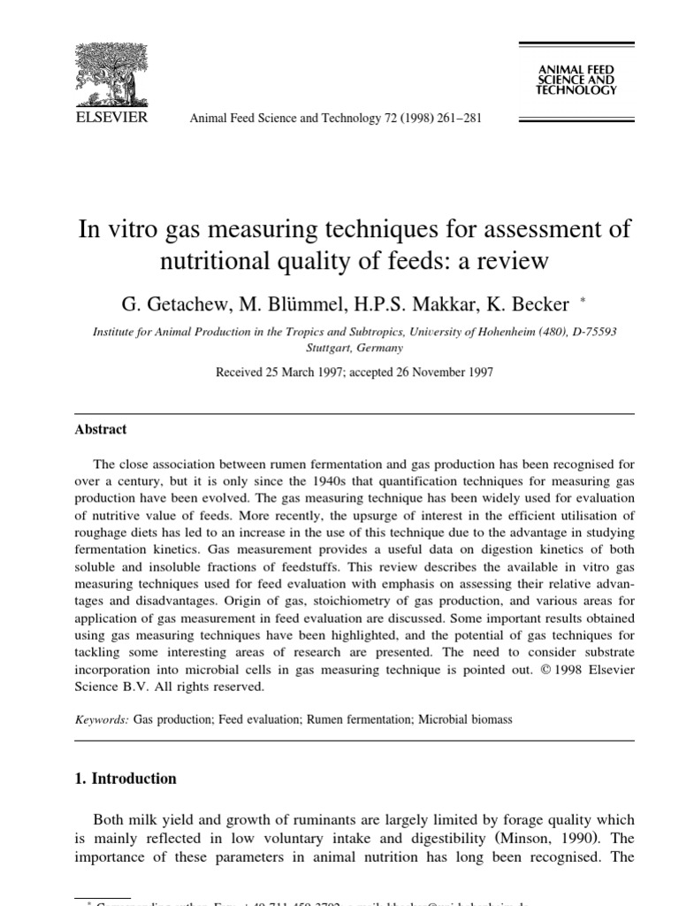 In Vitro Gas Production Techniques | PDF | Enzyme Kinetics | Dietary Fiber