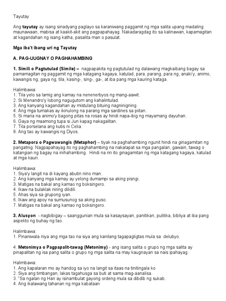 MGA TAYUTAY Docx | PDF