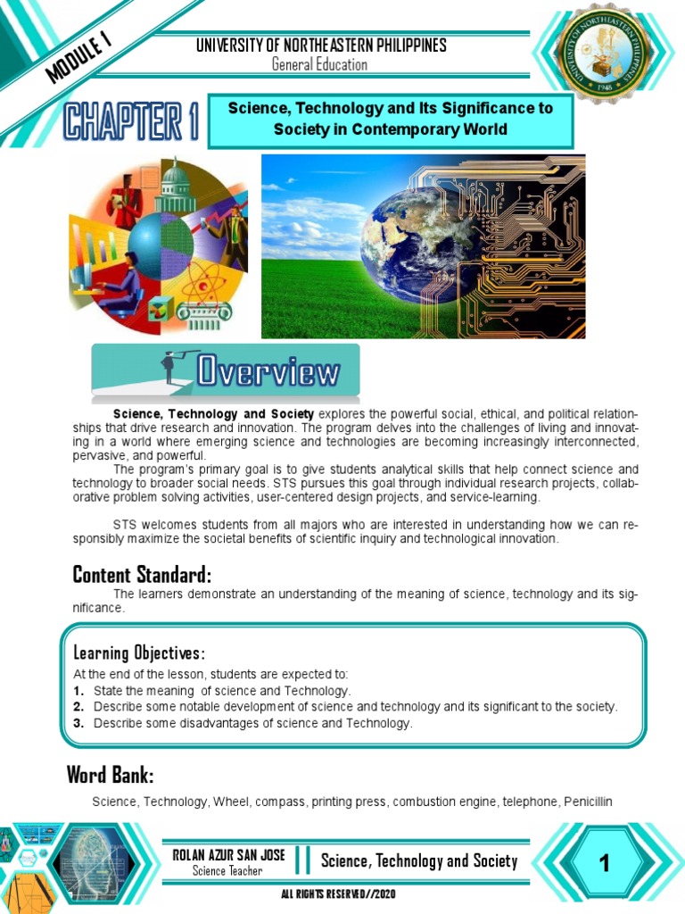 Module 1 Chapter 1 Introduction To STS Science Technology and Society ... Module 1 Chapter 1 Introduction To STS Science Technology and Society ...