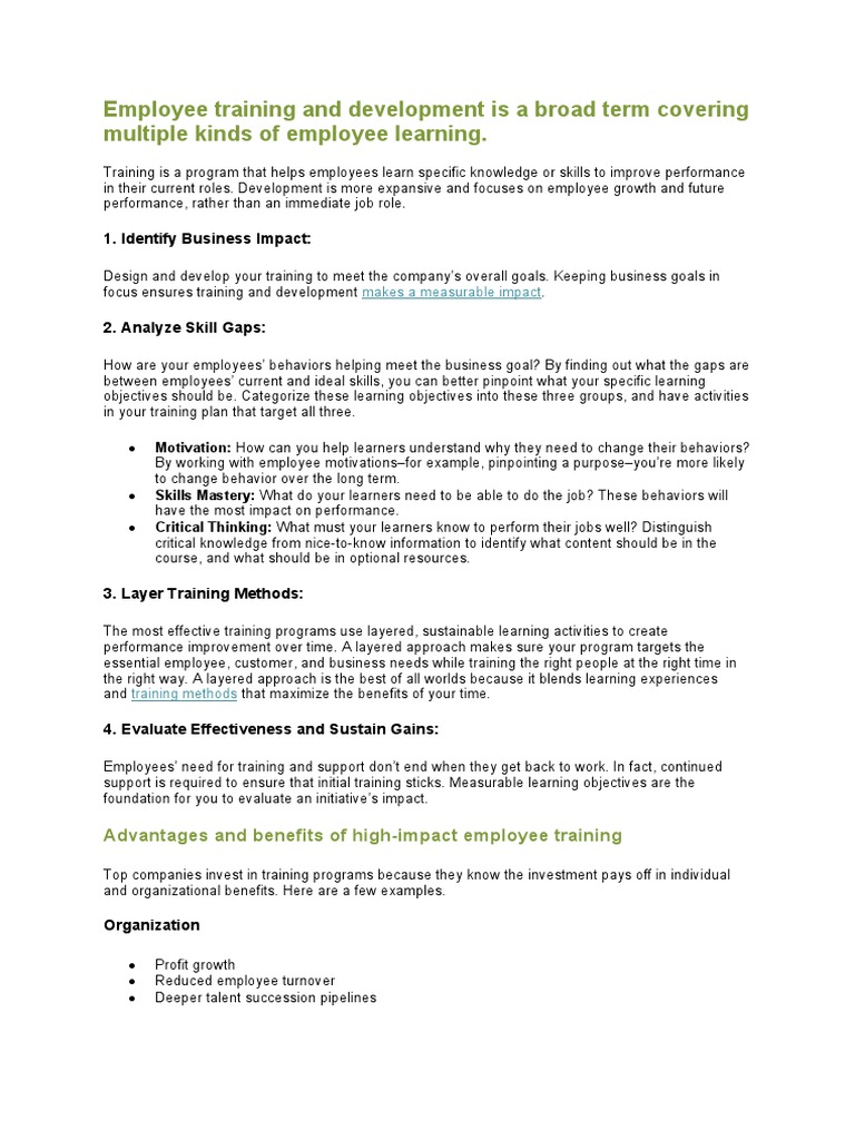 Employee Training and Development | PDF | Employment | Learning