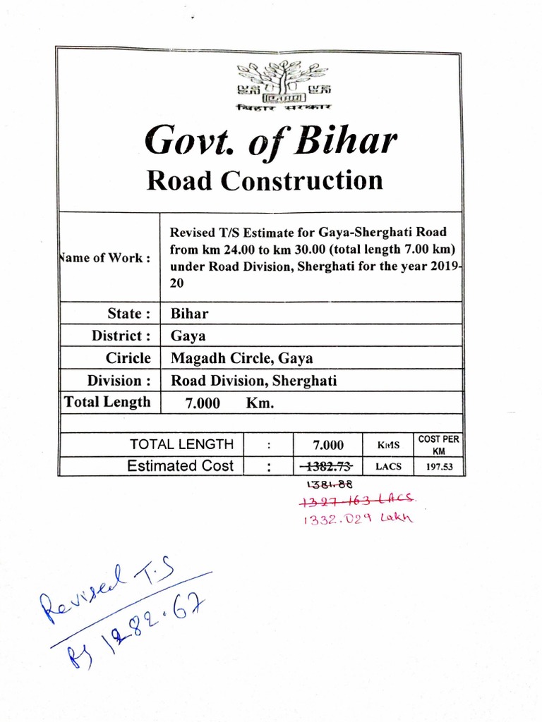 Gaya-Sherghati Revised TS PDF | PDF | Road Surface | Floors