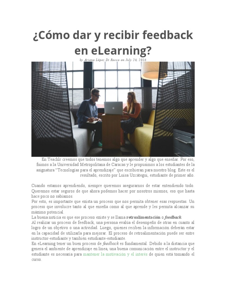 Cómo Dar y Recibir Feedback en Elearning | PDF