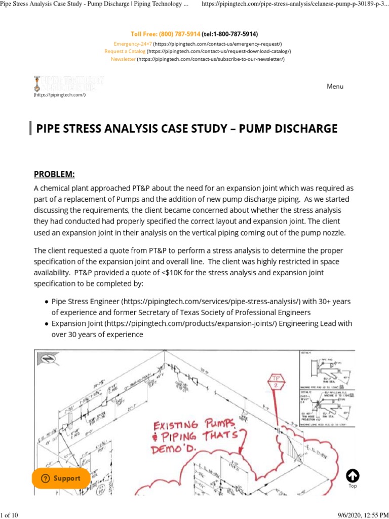 Pipe Stress Analysis Case Study - Pump Discharge - Piping Technology & Products, Inc | PDF ...