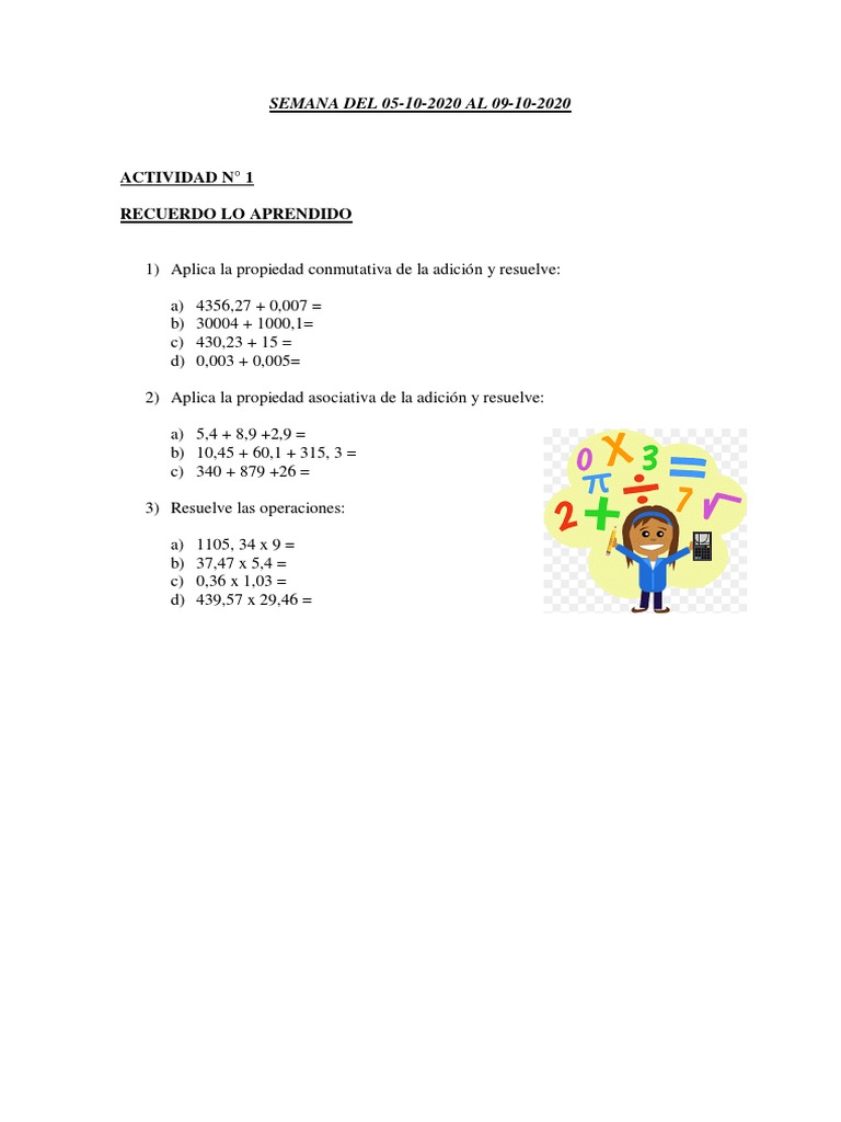 6to Grado Tarea de Matematicas | PDF