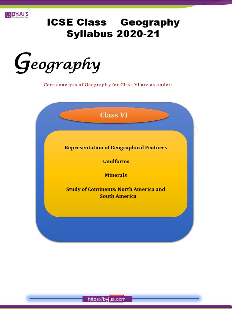 ICSE Class 6 Geography Syllabus Overview | PDF | Plateau | Mountains