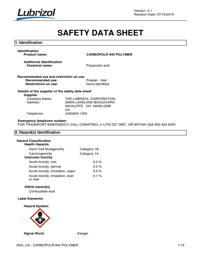 Product Data Sheet Carbopol® CLEAR Polymer PDF Polymers, 41% OFF