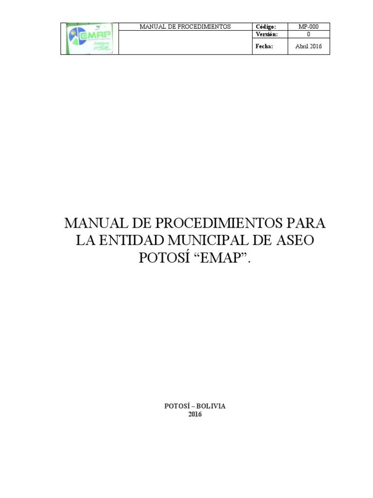 Manual Procedimientos EMAP | PDF | Presupuesto | Contabilidad