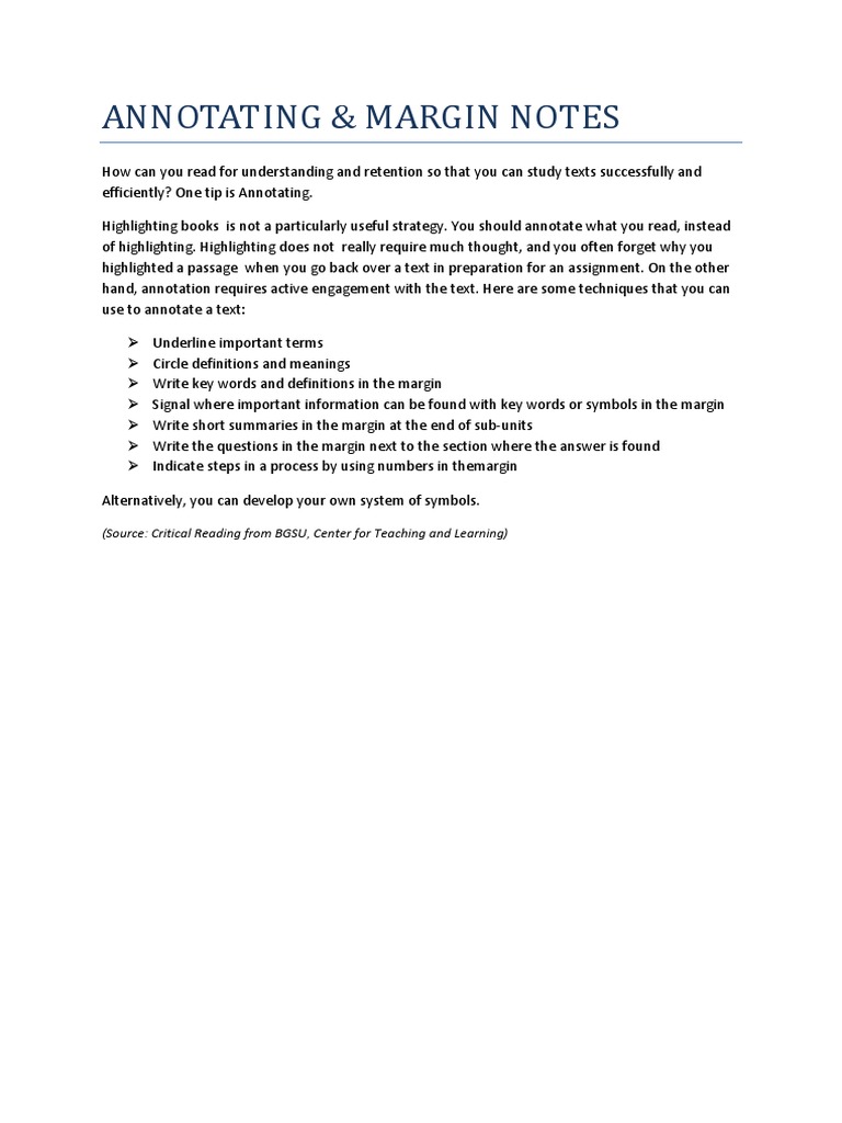 ANNOTATING & Margin Notes | PDF