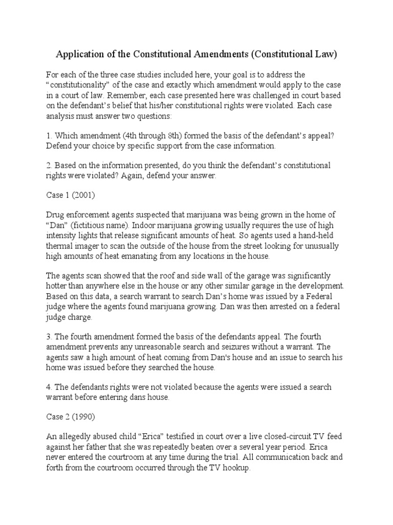 Application of the Fourth, Fifth, Seventh and Eighth Amendments in ...