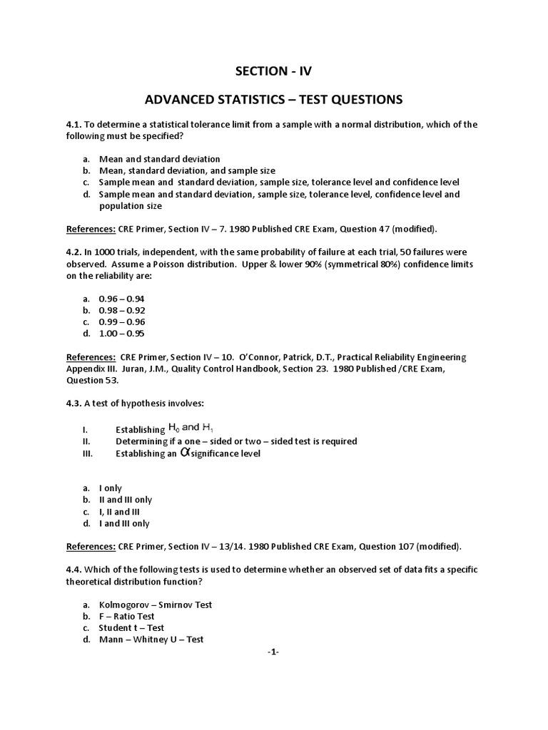 Advanced Statistics Test Questions: Analyzing Confidence Intervals ...