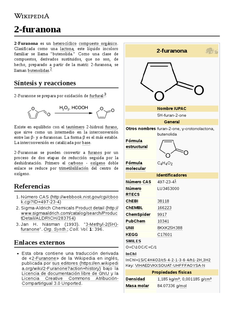 2 Furanona | PDF | Sustancias químicas | Química Orgánica