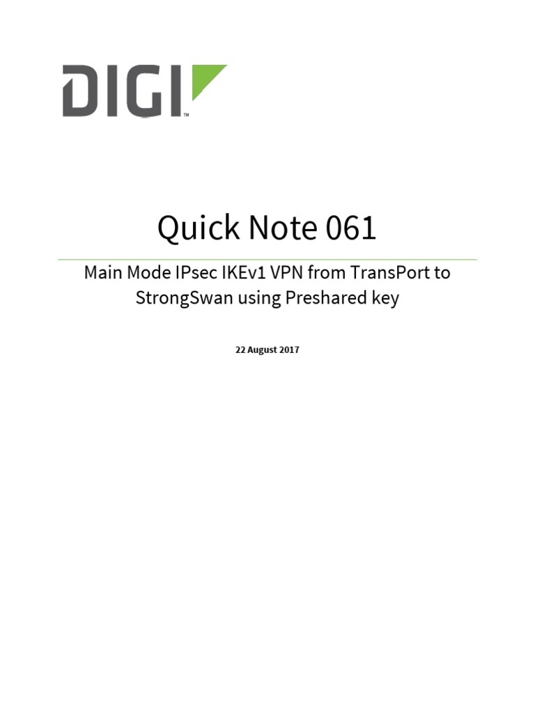 Quick Note 061: Main Mode Ipsec Ikev1 VPN From Transport To Strongswan ...