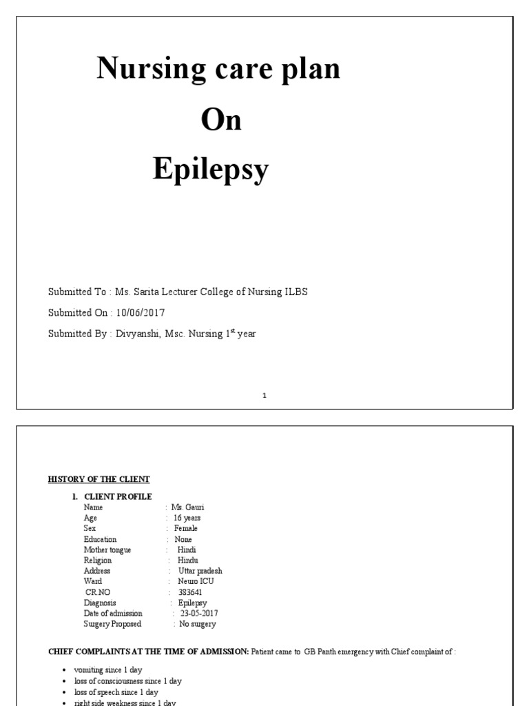 Nursing Care Plan-Epilepsy | PDF | Diarrhea | Gastroesophageal Reflux ...