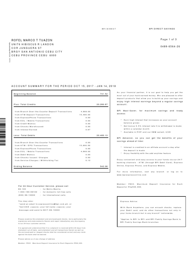 Statement | PDF | Debit Card | Cheque