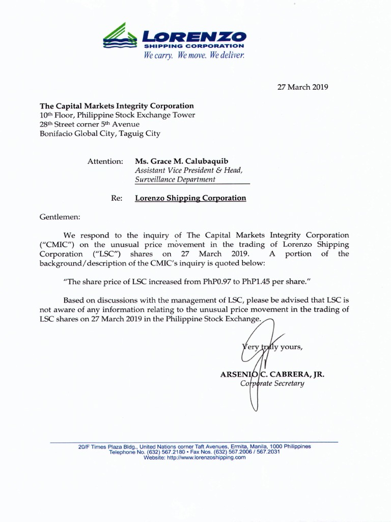 LSC Letter | PDF | Makati | Stock Market