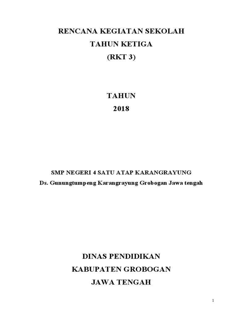 Contoh Rencana Kerja Tahunan (RKT) Sekolah | PDF