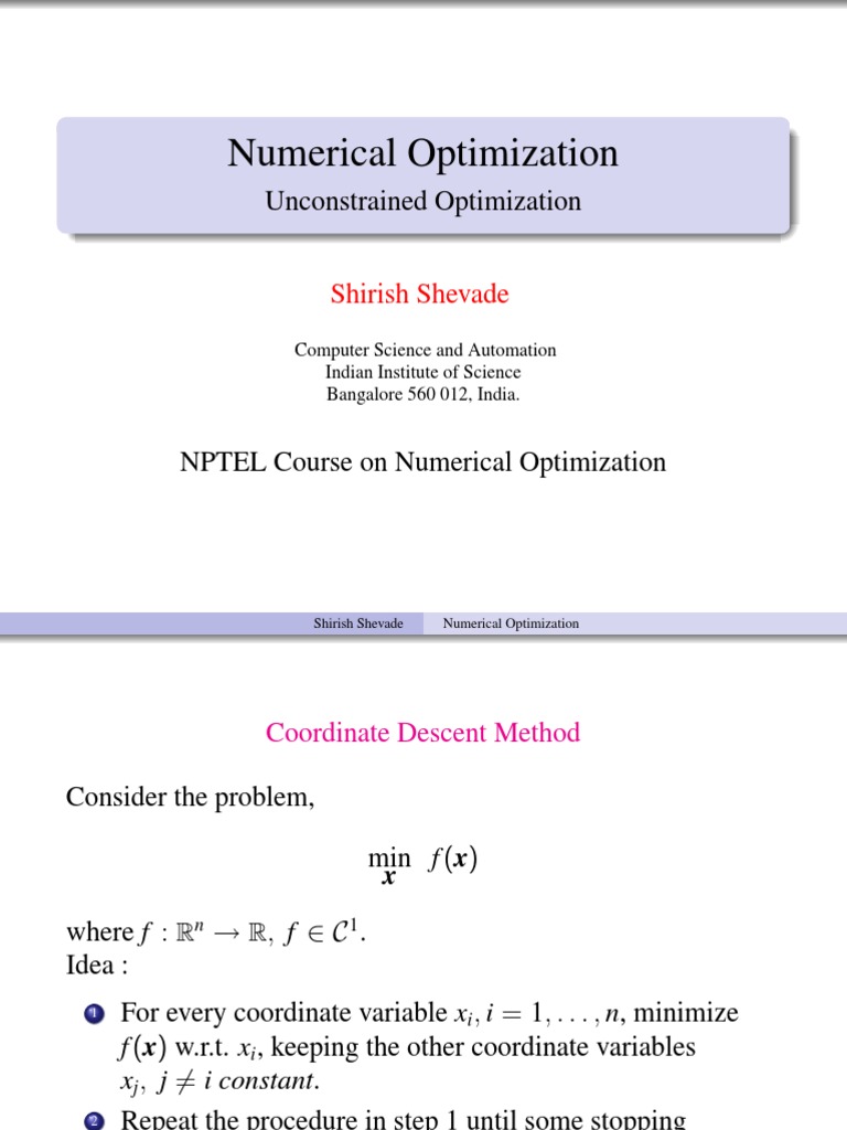 Numerical Optimization Techniques | PDF | Eigenvalues And Eigenvectors ...