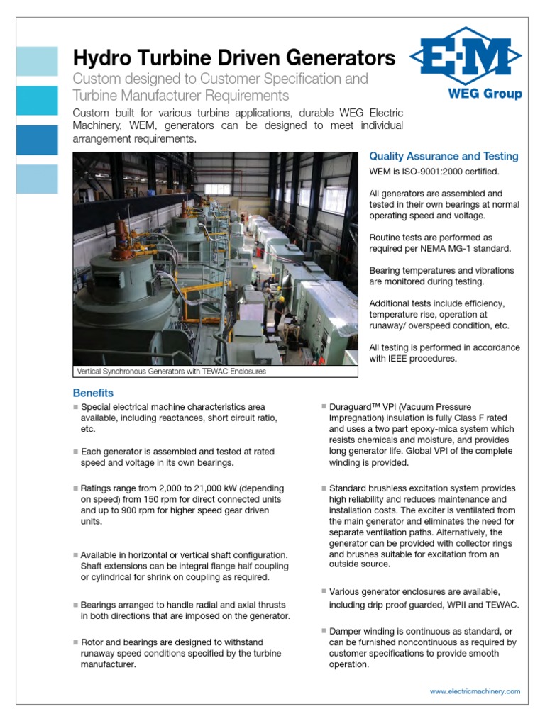 WEG Hydro Turbine Driven Generator 356.3 Brochure English | PDF ...