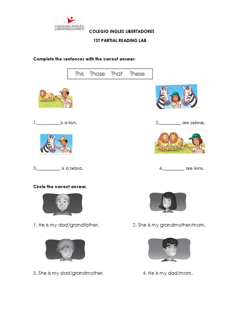 This Those That These: Colegio Ingles Libertadores 1St Partial Reading ...