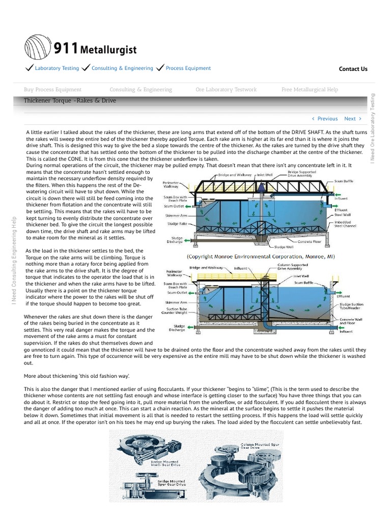 Thickener Torque - Rakes & Drive | PDF | Mechanical Engineering | Nature