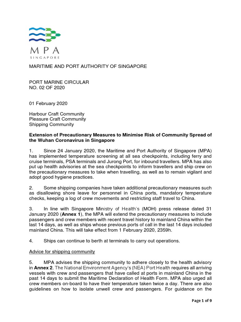 Port Marine Circulars PDF | PDF | Personal Protective Equipment | Ships