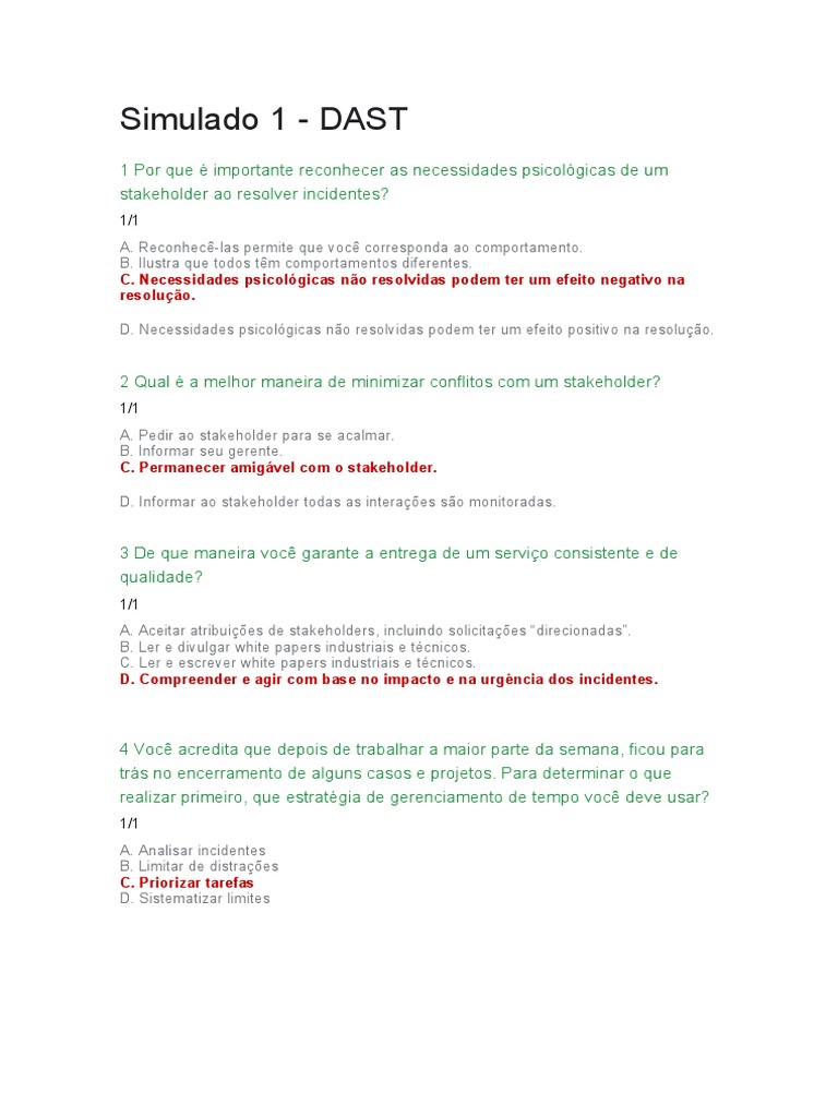 Simulado de HDI | PDF | Itil | Partes interessadas (corporativo)