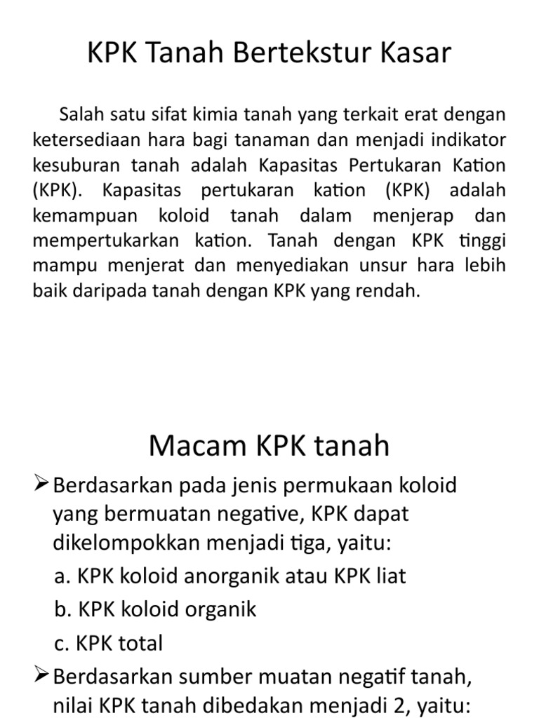 KPK Tanah Bertekstur Kasar | PDF