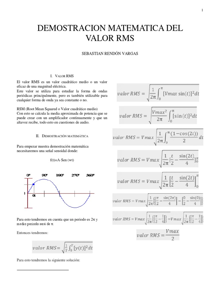 Demostración matemática del cálculo del valor eficaz (RMS) para una ...
