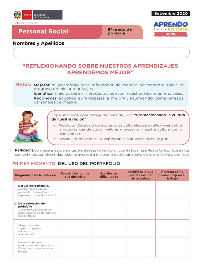 Ficha de Autoaprendizaje Personal Social Sesion Evaluación Sexto Grado PDF | PDF | Conceptos ...