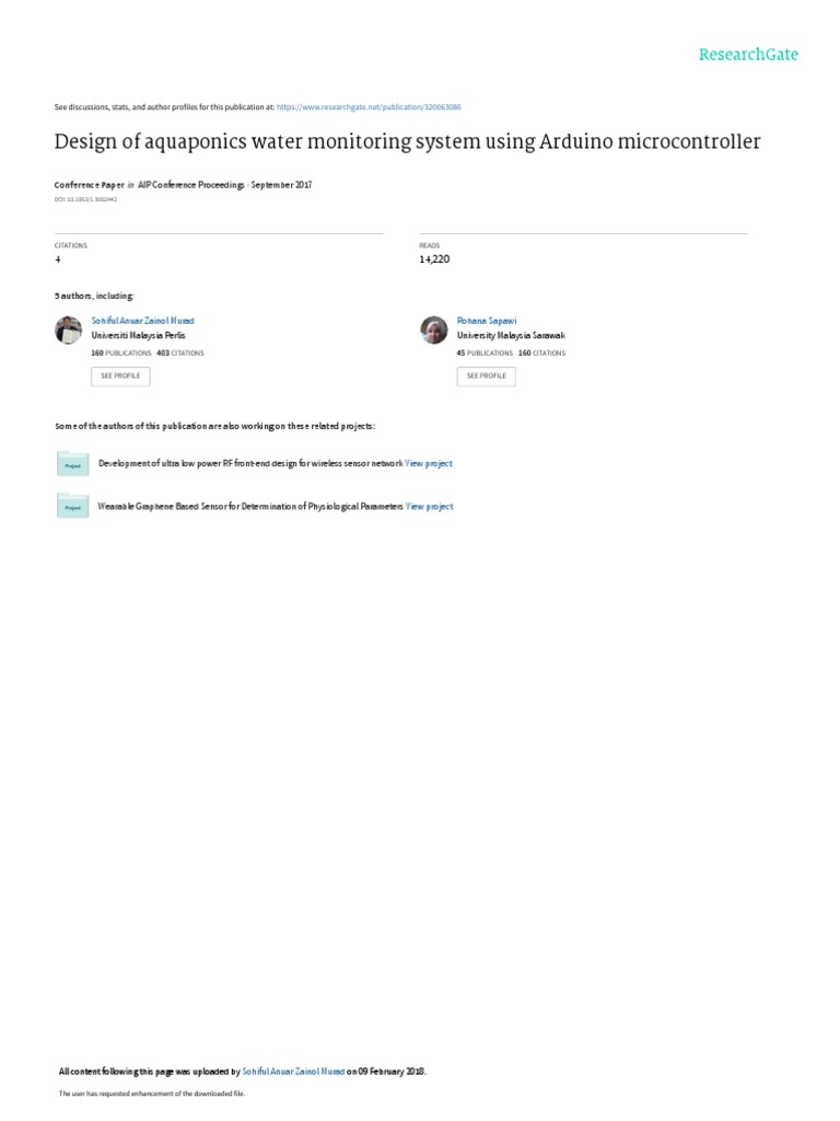 Design Of Aquaponics Water Monitoring System Using Arduino Microcontroller Pdf Aquaponics