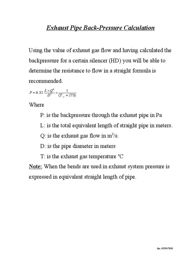 Exhaust Pipe Back-Pressure Calculation Guide | PDF | Pascal (Unit ...