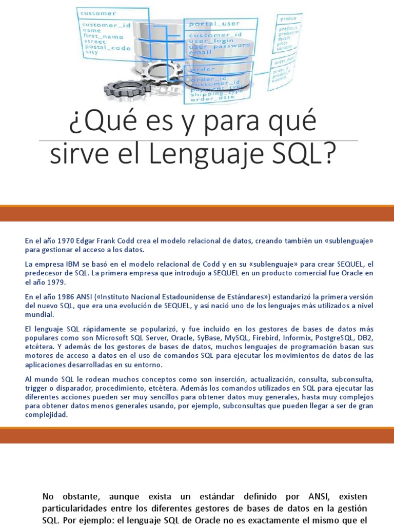 ¿Qué Es y para Qué Sirve El Lenguaje SQL? | PDF | SQL | Bases de datos